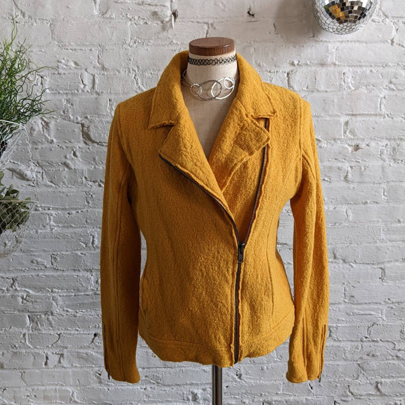 Free People | Jackets & Coats | 9s Style Retro Mustard Yellow Wool ...